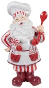 Bílo-červená dekorace figurína Santa Claus kuchař - 26*20*47 cm