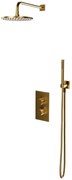 OMNIRES Contour - Sprchový set s termostatem pod omítku, s tělesem, průměr 25 cm, kartáčované zlato SYSCT11GLB