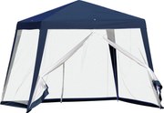 Zahradní pavilon OutSunny – party stan, weatherproof s moskytiérou, modrý 3 x 3 m | Aosom