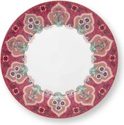 Pip Studio Flower Festival talíř Ø21cm, tmavě růžová (Holandský tenkostěnný porcelán z kolekce Flower Festival Dark Pink)