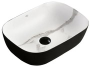 BPS-koupelny Keramické umyvadlo na desku HYD-NO-MTB-MAR1-605 60,5x42,5 cm, dekor mramoru/černá matná