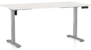 Výškově nastavitelný stůl OfficeTech B, 160 x 80 cm, šedá podnož, bílý jasan