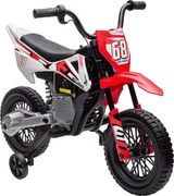 Dětská elektrická motocross motorka AIYAPLAY pro děti 3-6 let, 12V, 2 silné motory, maximální rychlost 5 km/h, stabilizační kolečka, pérování, s hudbo
