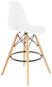 Barová židle Tempo Kondela CARBRY 2 NEW – bílý plastový sedák, bukové nohy s kovem, výška sedu 70 cm, nosnost 100 kg, 54×54×108 cm