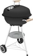 Gril na dřevěné uhlí Outsunny s kolečky - přenosný barbecue gril s emaillonovaným víkem a miskou, dřevěné úchyty, 48x56x85cm pro venkovní zahradní pik