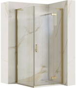 Čtvercový sprchový kout REA HUGO GOLD BRUSH 80x80 cm, zlatý kartáčovaný/transparent - bez vaničky
