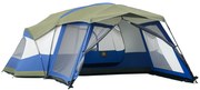 Outsunny kempinkový stan pro 6-8 osob rodinný stan s předsíňkou a 2 okny kopulový stan PU3000mm modrý 518x487x237cm pro outdoorová dobrodružství | Ao…