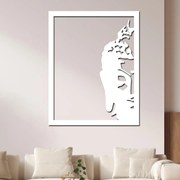 dřevo života Dřevěná dekorace BUDHA BALI Rozměry (cm): 32x40, Zvolte barvu dekoru: Bílá