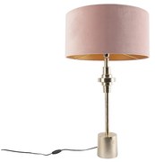 Stolní lampa Art Deco zlatá s sametovým stínidlem růžová 50 cm - Diverso