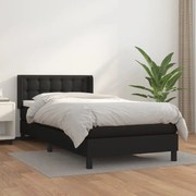 Box spring postel s matrací černá 100x200 cm umělá kůže