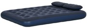 Nafukovací matrace Outsunny Double Air Mattress s ruční pumpou a polštářem, modrá 203x152x22cm pro kempování a hosty | Aosom.de