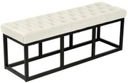 Lavice Polson - samet, černá 120 cm - Krémová