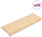 Schodové rohože 20 ks 65 x 21 x 4 cm krémové s obdélníkovým okrajem 3365855