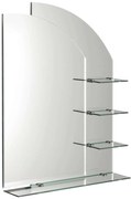 Aqualine Wega - Zrcadlo 65x90 cm, zaoblené, s policemi 65028