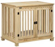 Pawhut klec pro psy klec pro střední psy s polštářem psí bouda z přírodního dřeva v krémově bílé barvě 82,5x57x72cm | Aosom.de