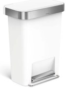 Obdélníkový pedálový koš 45 l, bílý plast/nerez, bílá