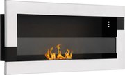 HOMCOM Nástěnný Bioethanol Krb z Nerezové Oceli s Hořením 2,5h, 1L Nádrž a Kryt pro 20m², 90x16x40cm, Stříbrný | Aosom