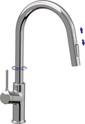 Invena Farsala, dřezová baterie s výsuvnou 2-funkční výlevkou h-433, chromová, INV-BZ-40-U01-S