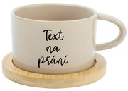 TEXT NA PŘÁNÍ - krémový keramický hrníček Makronka 200 ml