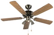 Bronzový stropní ventilátor s dřevem 110 cm 3-světla s tahovým spínačem - Mistral