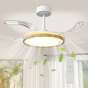 HOMCOM LED stropní ventilátor se světlem, 80 W, reverzní DC motor, tichý provoz, dálkové ovládání, 6 rychlostí, 3 teploty světla, časovač, Ø95 cm, pří