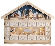 Solight LED adventní kalendář  horská chata, 10x LED, 50x40cm, 2x AA
