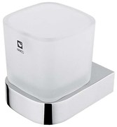 Nimco Nikau - Pohárek na kartáčky a pastu s držákem, matné sklo/chrom NK 30058C-26