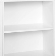 HOMCOM Skandinávská Knihovna se 4 Policemi + 2 Skříňkami s Nastavitelnou Policí rozměr 80D x 24Š x 123V cm, Se Šikmýma Nožkama z Pevného Borového Dřev
