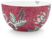 Pip Studio Flower Festival miska o 12cm, tmavě růžová (Menší miska z tenkostěnného porcelánu z kolekce Flower Festival Dark Pink)