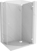 Mexen Lunar, L pravý výklopný pětiúhelníkový sprchový kout 100 x 80 cm, 8mm čiré sklo, bílý profil, 831L-100P-080L-20-00-P