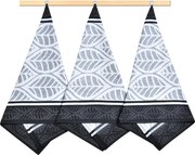 Bellatex Kuchyňské utěrky sada 3 kusů 50x70 cm Geometrie Černá,Bílá