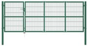 Zahradní plotová branka se sloupky 350 x 120 cm ocelově zelená 142570