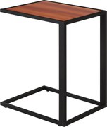 HOMCOM Malý Boční Stolek pro Pohovku ve Tvaru C s Kovovým Rámem a MDF Dřevěným Plošným pro Obývací Pokoj 40,6x50,8x64,2 cm Ořech | Aosom