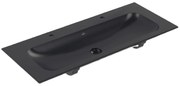 Villeroy & Boch Finion - Dvojumyvadlo nábytkové 120x50 cm, bez přepadu, 2 otvory pro baterie, CeramicPlus, Pure Black 4164C1R7