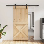 Posuvné Dveře S Kováním 90 X 210 Cm Masivní Borové Dřevo