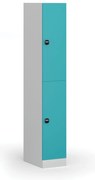 Šatní skříňka S1 s úložnými boxy, 2 boxy, 1850 x 300 x 500 mm, demont, RFID zámek, zelené dveře