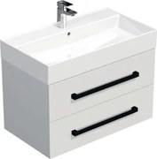 Koupelnová skříňka s černou úchytkou a umyvadlem SAT Cube Way 80x53x46 cm bílá lesk CUBE46C803BISAT