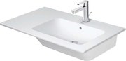 Duravit ME by Starck - Umyvadlo 83x49 cm, s přepadem, otvor pro baterii, odkládací plocha vlevo, DuraShield, matná bílá 234683AC00