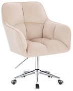 LuxuryForm DESIGN Otočné křeslo AMALFI VELUR na stříbrné podstavě s kolečky - krémová