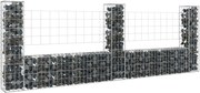 Gabionový koš ve tvaru U se 3 sloupky železo 260 x 20 x 100 cm 151276