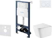 kielle Genesis New - Set předstěnové instalace, klozetu Arkas I, Vortex Rimless+, sedátka softclose a tlačítka Gemini New I, lesklá bílá 30528SS73
