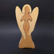 AMADEA Dřevěné puzzle anděl, masivní dřevo dvou druhů dřevin, 25 cm