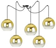 Závěsné svítidlo Bergen Gold Spider, 5x zlaté/transparentní skleněné stínítko (fi 15cm)