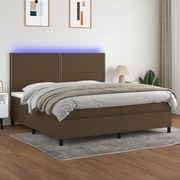 Box spring postel s matrací a LED tmavě hnědá 200x200 cm textil