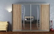 Šatní skříň STELLA 300 × 220 cm dub sonoma se zrcadlem
