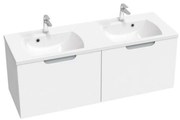Ravak Classic II - Umyvadlová skříňka 129x45x47 cm, 2 zásuvky, lesklá bílá/šedá X000001483