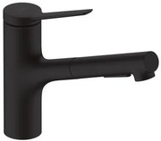 Hansgrohe Zesis dřezová baterie s vytahovací sprškou, 2 proudy černý mat 74800670