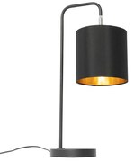 Moderní stolní lampa černá se zlatým vnitřkem - Lofty