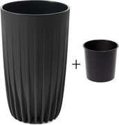 PLASTOVÝ KVĚTINÁČ STRIPPED ECO 51X30 CM ČERNÁ