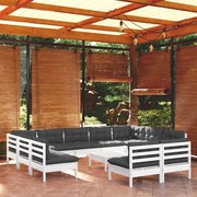 12dílná zahradní sedací souprava podušky bílá masivní borovice 3097218